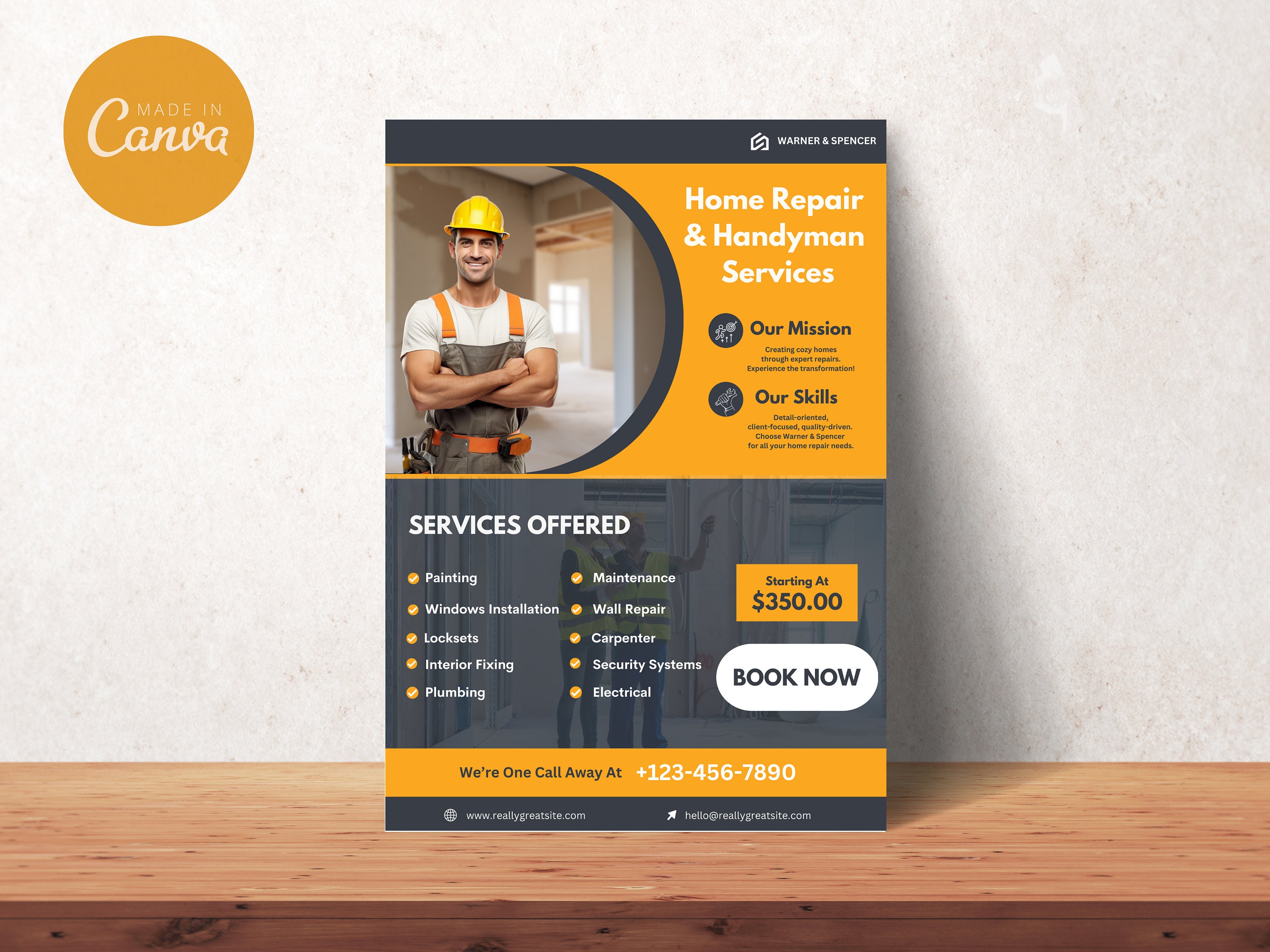 Editable Handyman Flyer Template | Canva Business Marketing Design ...