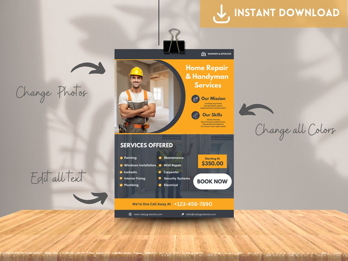 Editable Handyman Flyer Template | Canva Business Marketing Design ...