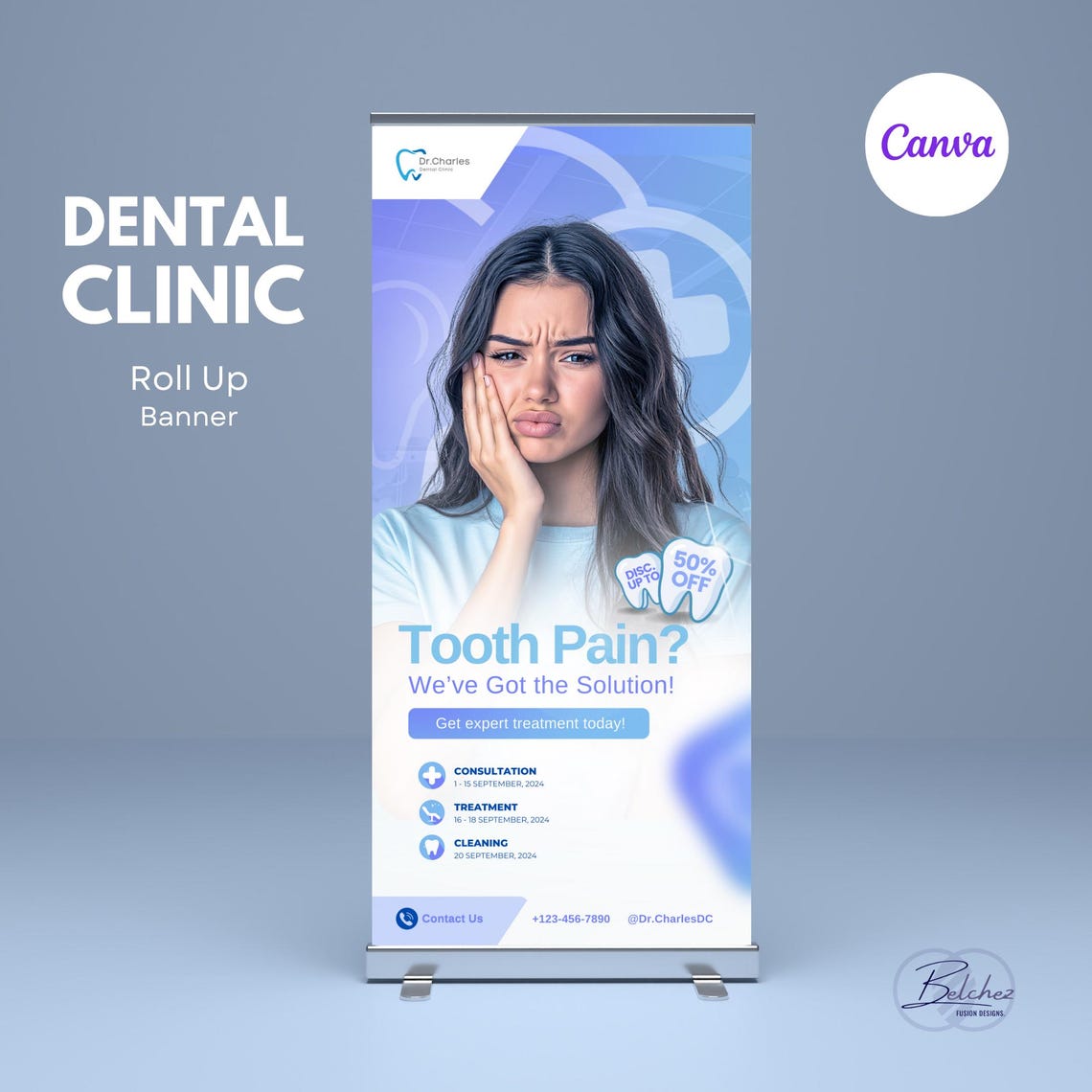 Professional Dental Clinic Roll up Banner Template | Tooth Pain ...