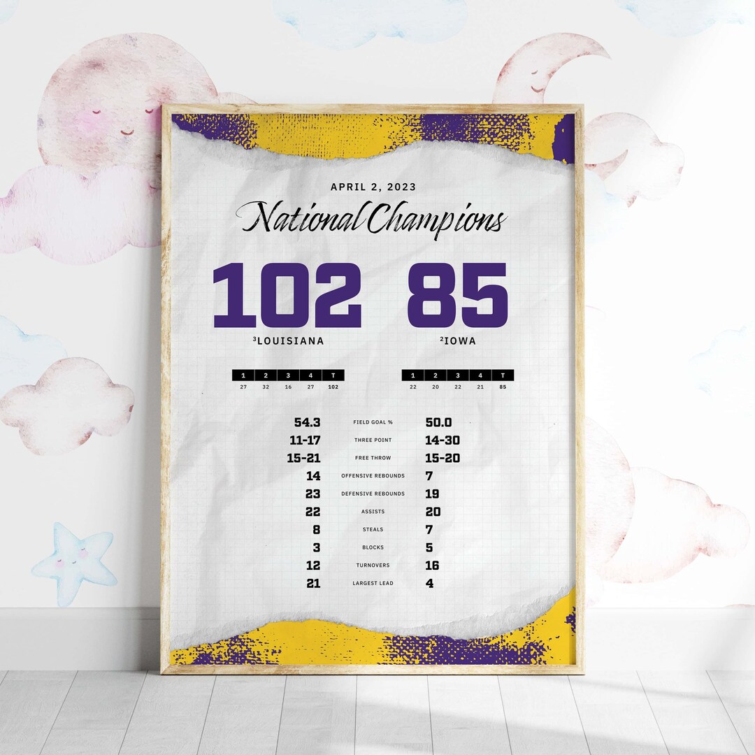 LSU Women's Basketball Championship by the Numbers Wall Art - Etsy