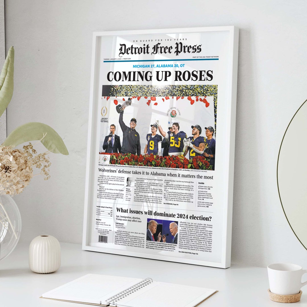 Michigan Coming up Roses Rose Bowl Champs Front Page Wall Art - Etsy