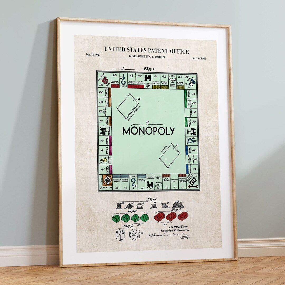 Monopoly Board Game Patent Wall Art - Etsy