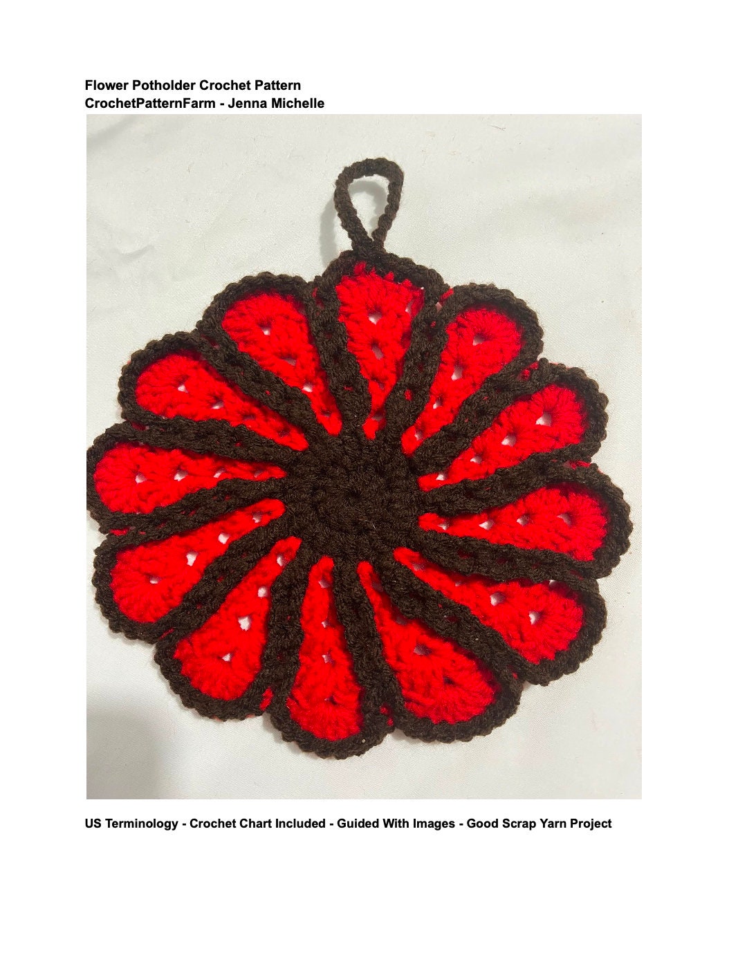 Crochet Flower Potholder Pattern (PDF) - Etsy