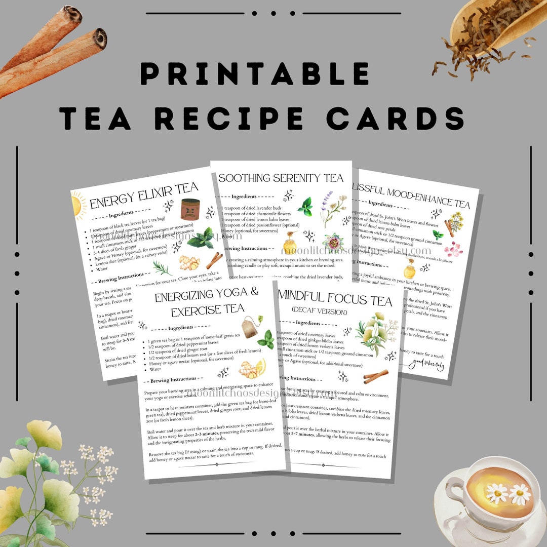 Printable Tea Recipe Cards: Magical Tea Blends (digital Recipes) - Etsy