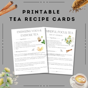 Printable Tea Recipe Cards - 10 Tea Recipe Pages With 10 Informative ...