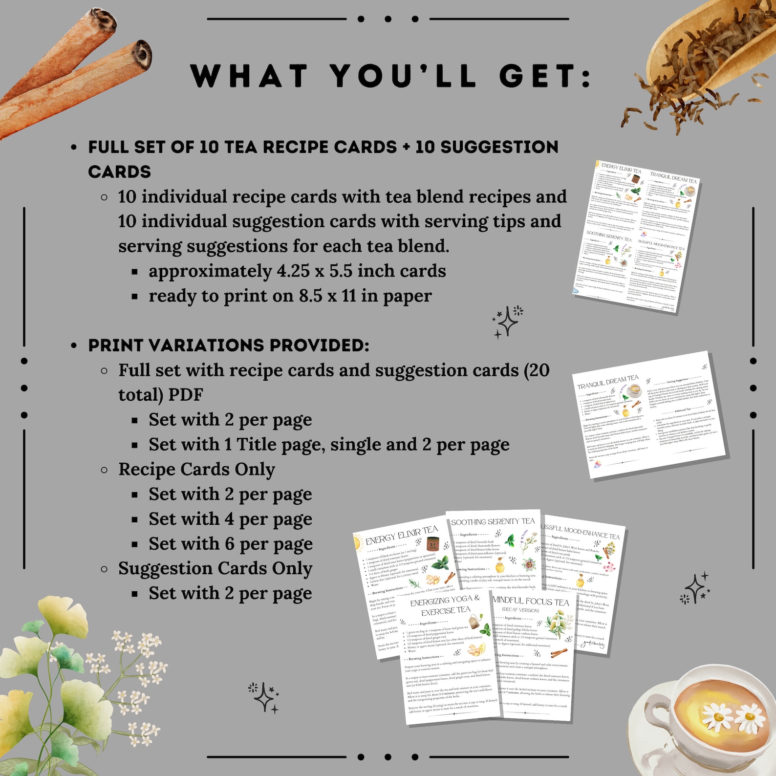 Printable Tea Recipe Cards: Magical Tea Blends (digital Recipes) - Etsy