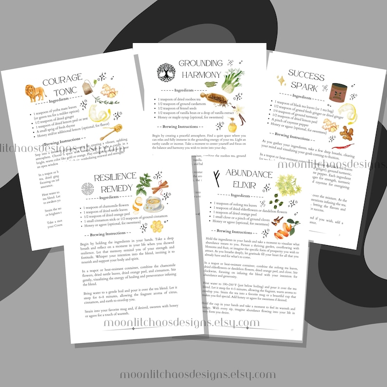Printable Tea Recipe Cards | 10 Tea Recipes With Informative Suggestion ...