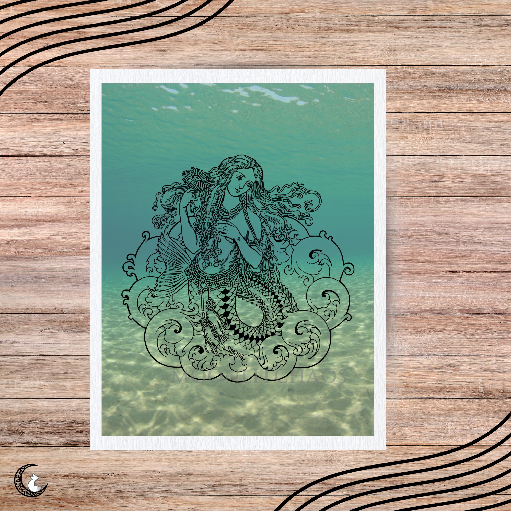 Nautical Mermaid Digital Prints Set of 8 Instant Download Beach House ...