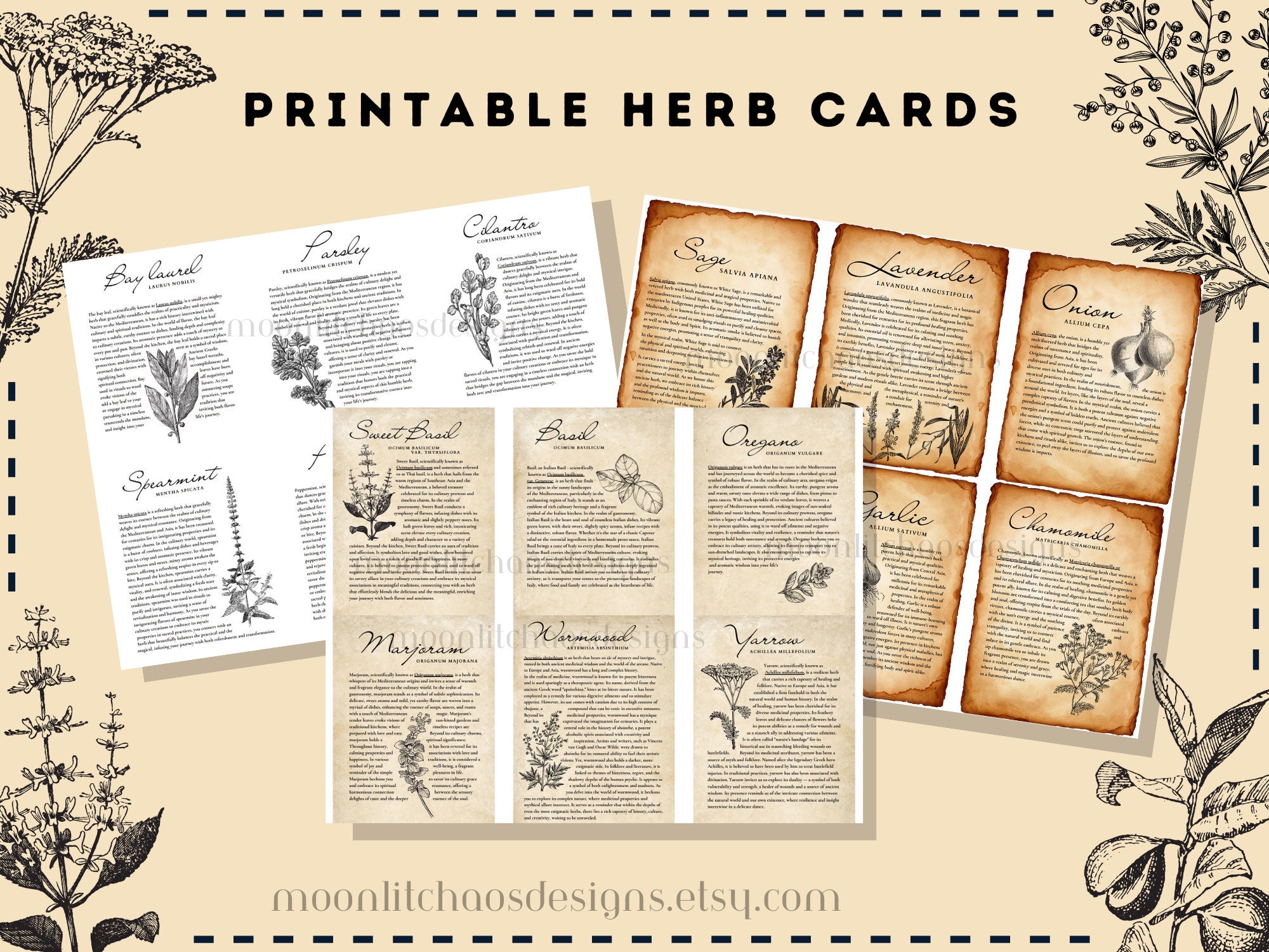 Herb Printables Kit 30 Informative Herbal Grimoire Pages, 30 Herbal ...