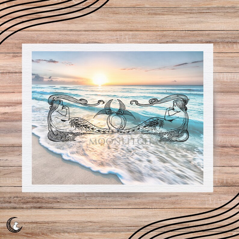 Nautical Mermaid Digital Prints Set of 8 Instant Download Beach House ...