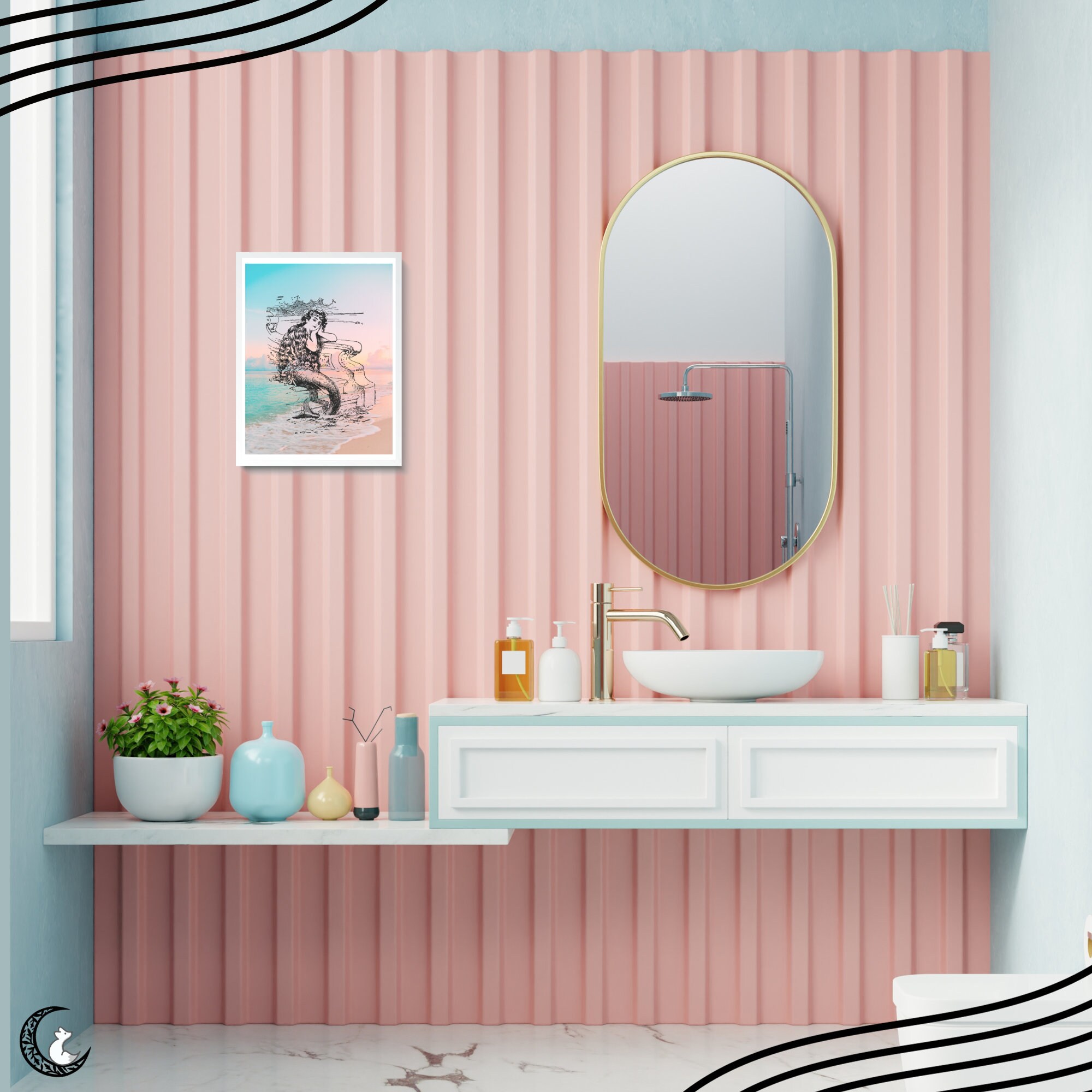 Nautical Mermaid Digital Prints Set of 8 Instant Download Beach House ...