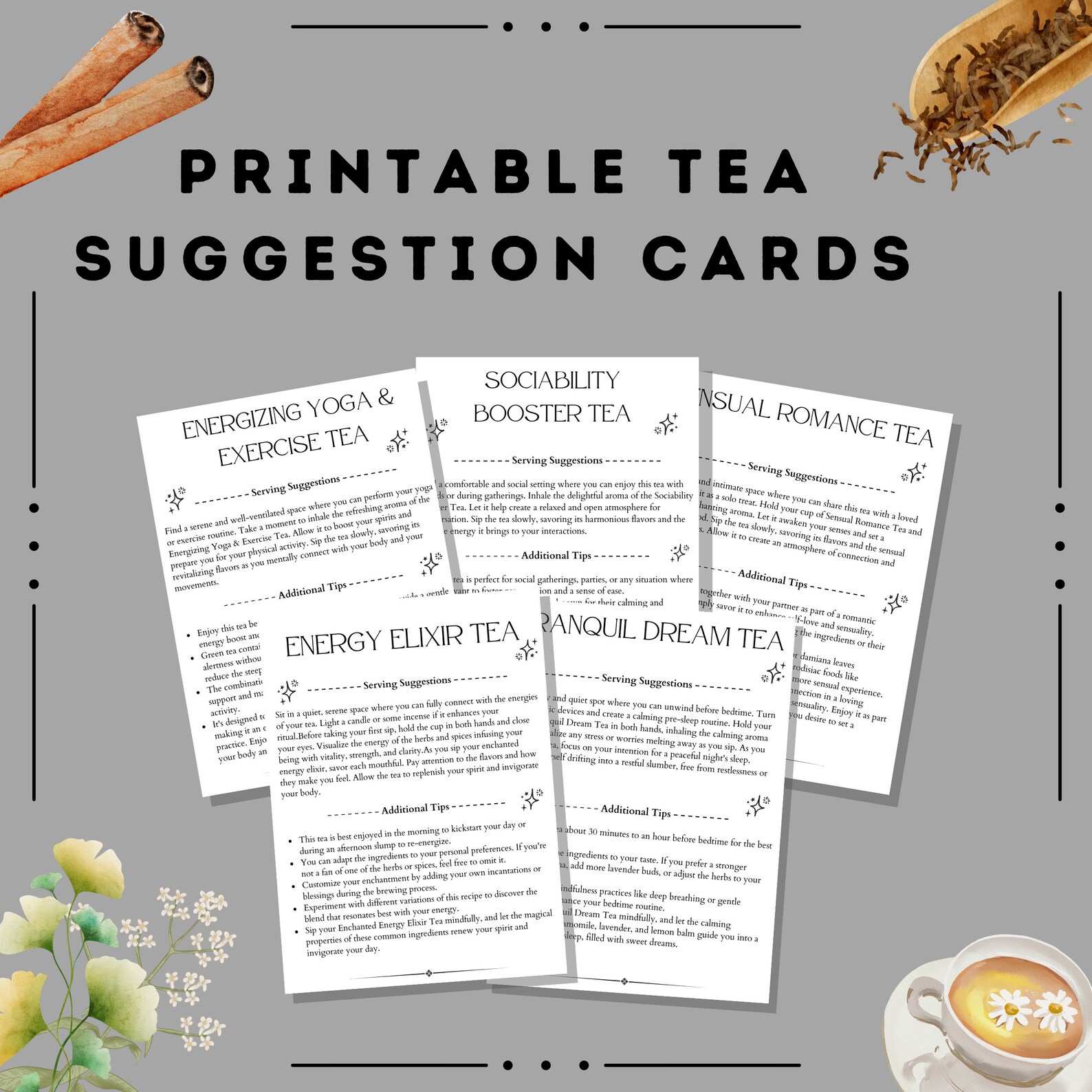 Printable Tea Recipe Cards: Magical Tea Blends (digital Recipes) - Etsy