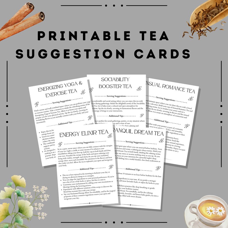Printable Tea Recipe Cards: Magical Tea Blends (digital Recipes) - Etsy