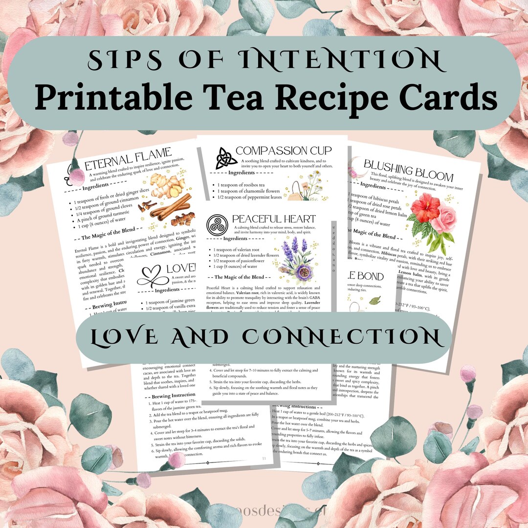 Printable Tea Recipe Cards - 10 Tea Blend Recipes With Ritual ...
