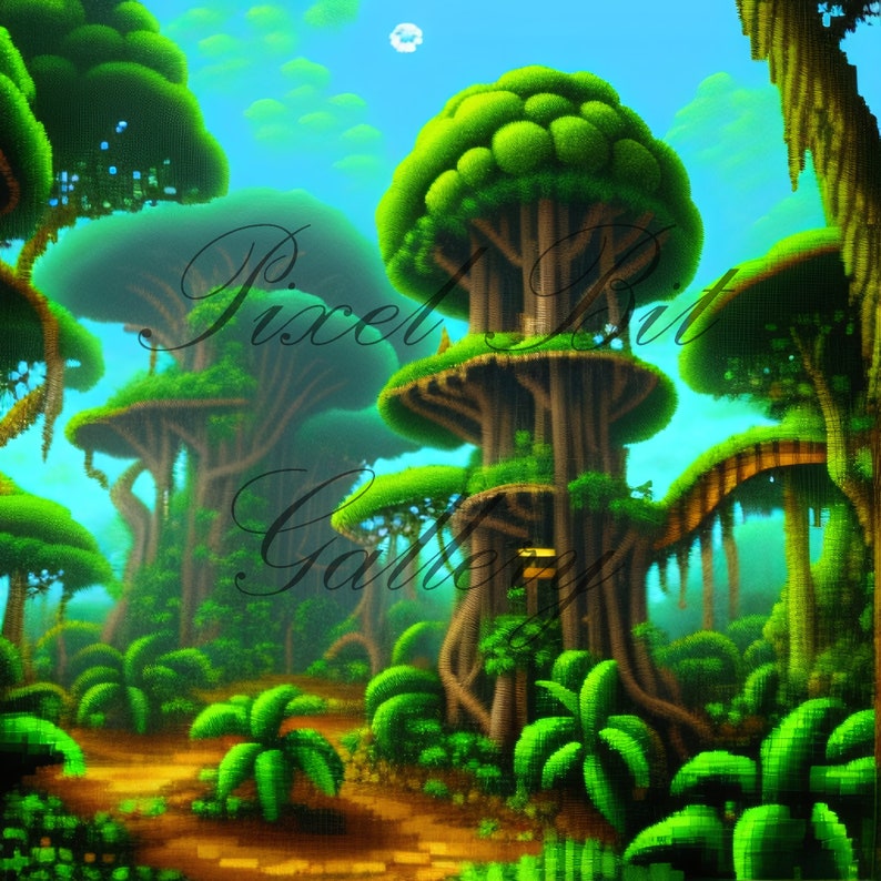 Pixel Art Amazon Jungle Downloadable Png Digital Design - Etsy