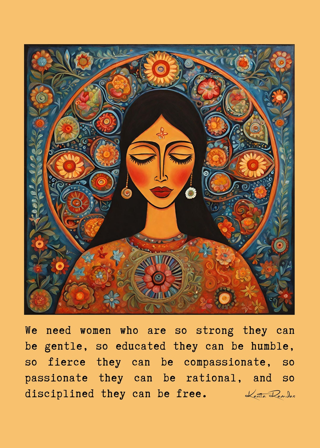 Strong Women Folk Art Print | Kavita Ramdas Quote - Etsy