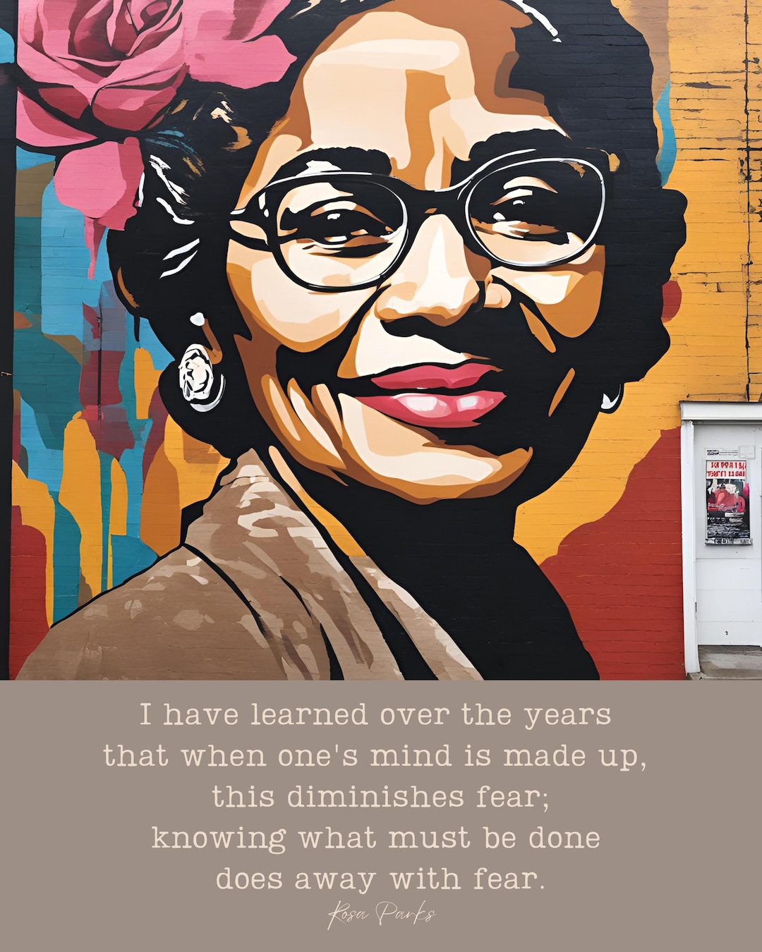 Rosa Parks Fearless Quote Wall Art | Inspirational Digital Print ...