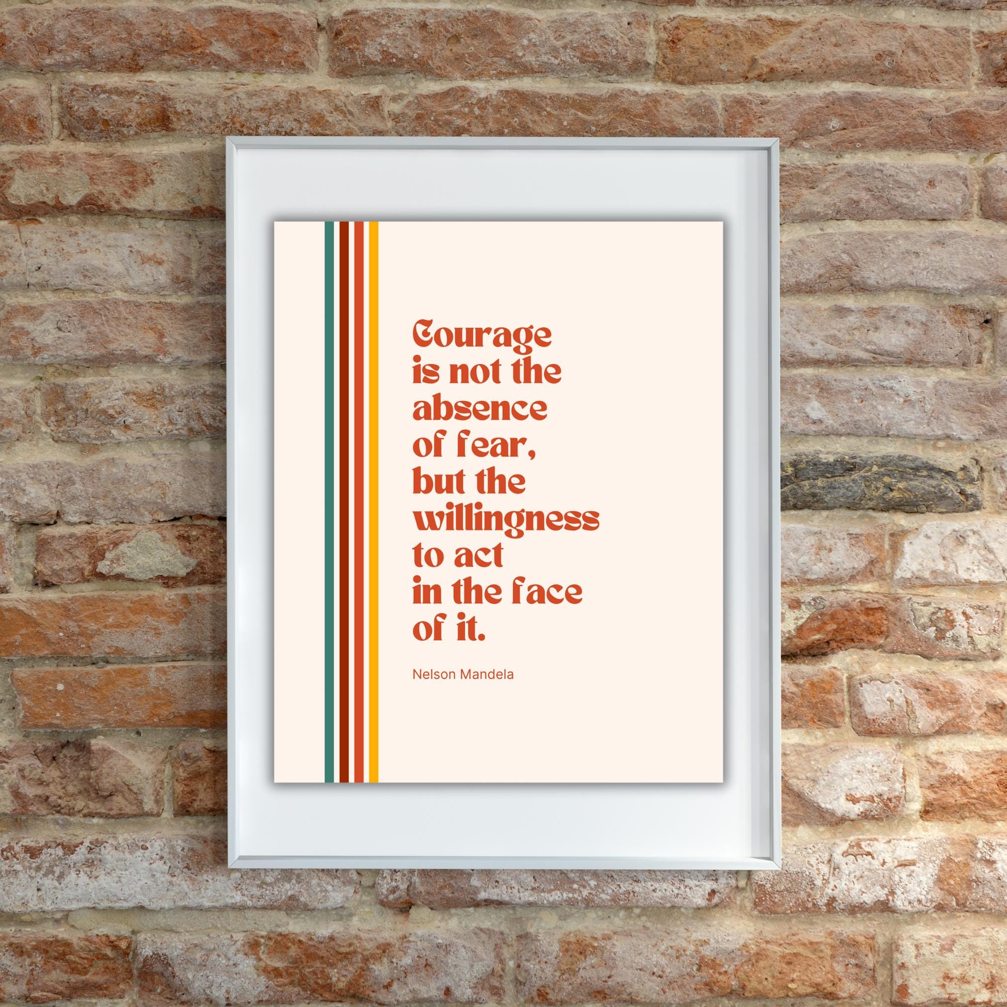 Courage Quote by Nelson Mandela Digital Print | Inspirational Wall Art ...