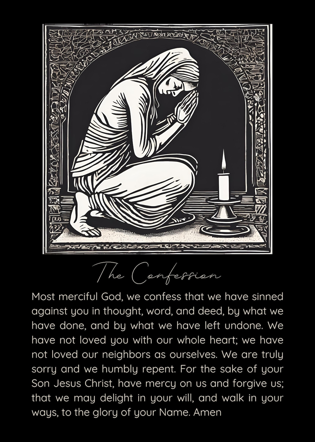Prayer of Confession Digital Print | Book of Common Prayer Wall Art ...