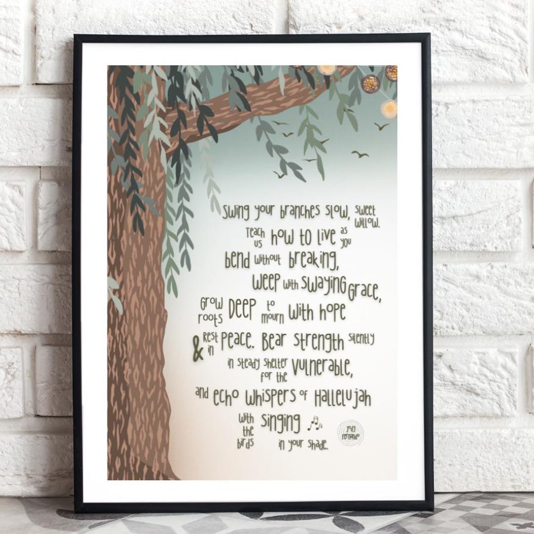 Weeping Willow Tree Poem Digital Print | Whimsical Nature Art ...