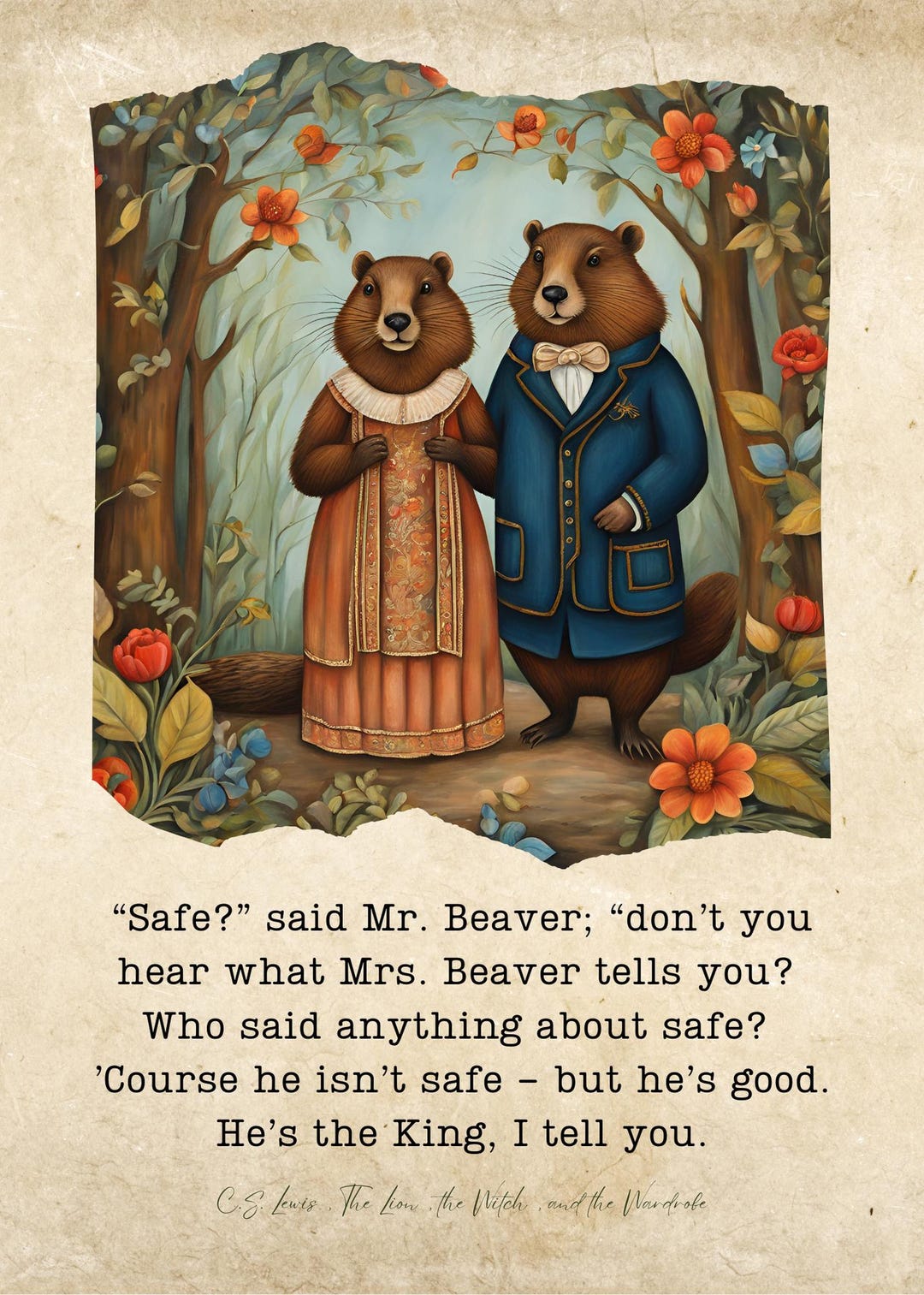 Mr. and Mrs. Beaver Narnia Quote Art (5x7 Digital Download) - Etsy