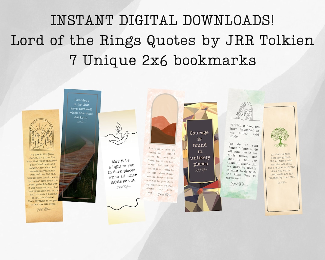 Lord of the Rings Bookmarks: JRR Tolkien Quotes (digital Download) - Etsy