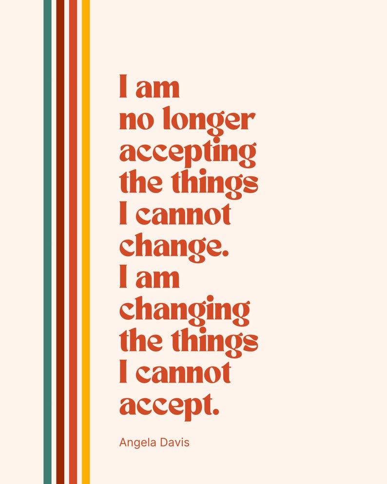 Empowering Wall Art | Angela Davis Quote Digital Print | ‘changing the ...