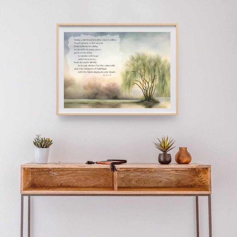 Weeping Willow Tree Poem Digital Print | Inspirational Nature Art ...