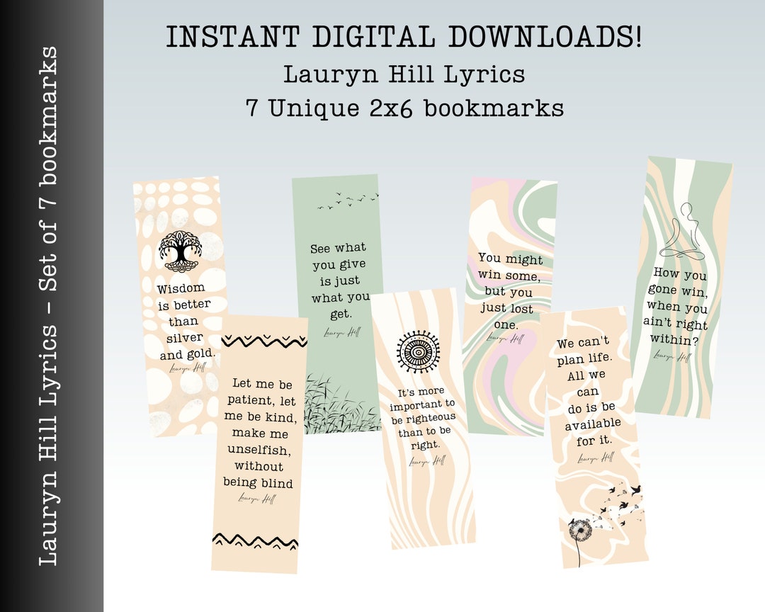 Lauryn Hill Lyrics Bookmarks | Musical Inspiration for Readers - Etsy