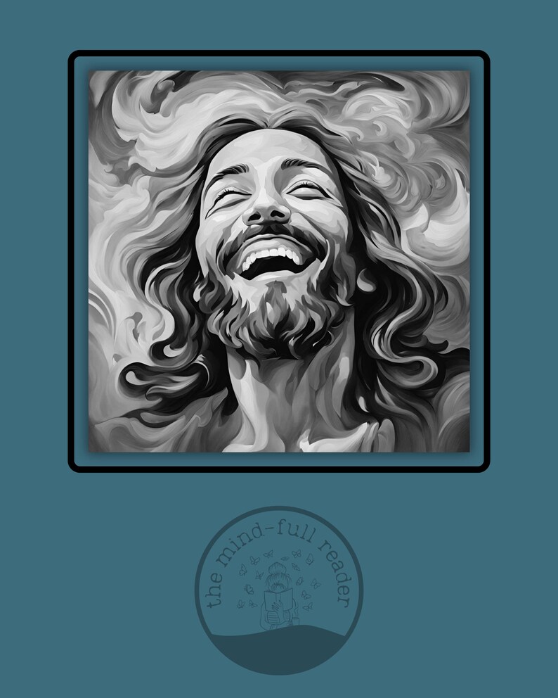Joyful Jesus Laughing Wall Art Black and White | Inspirational ...