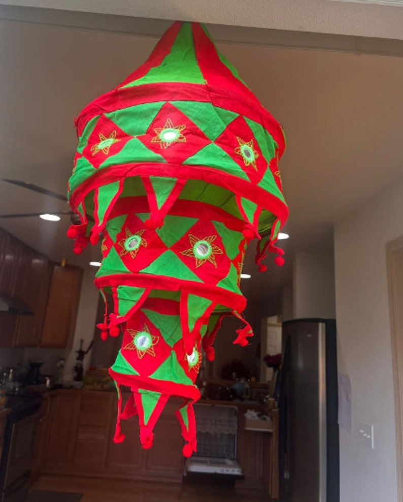 Indian Traditional Lamp Shade Cotton Lanterns Lamp Pendant Light Decor ...