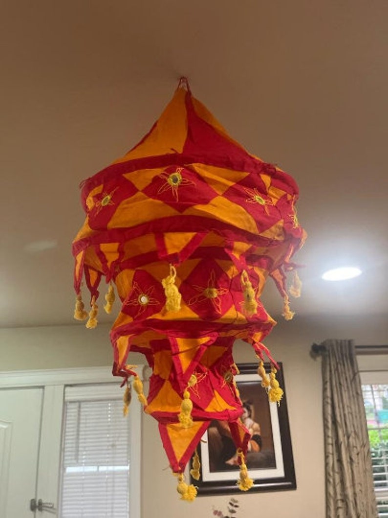 Indian Traditional Lamp Shade Cotton Lanterns Lamp Pendant Light Decor ...