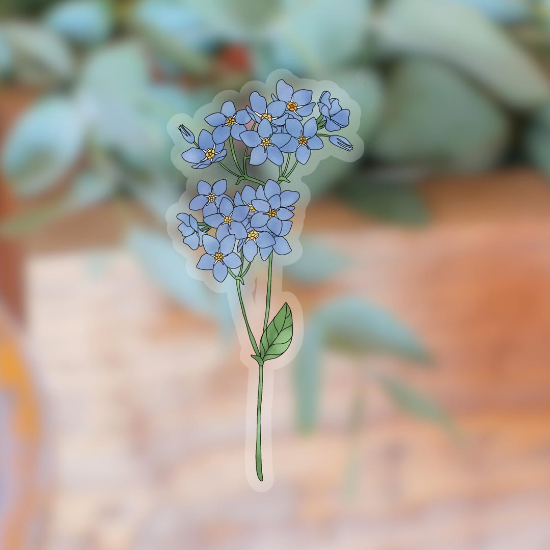 Transparent Forget Me Not Flower Sticker | Clear Flower Sticker ...