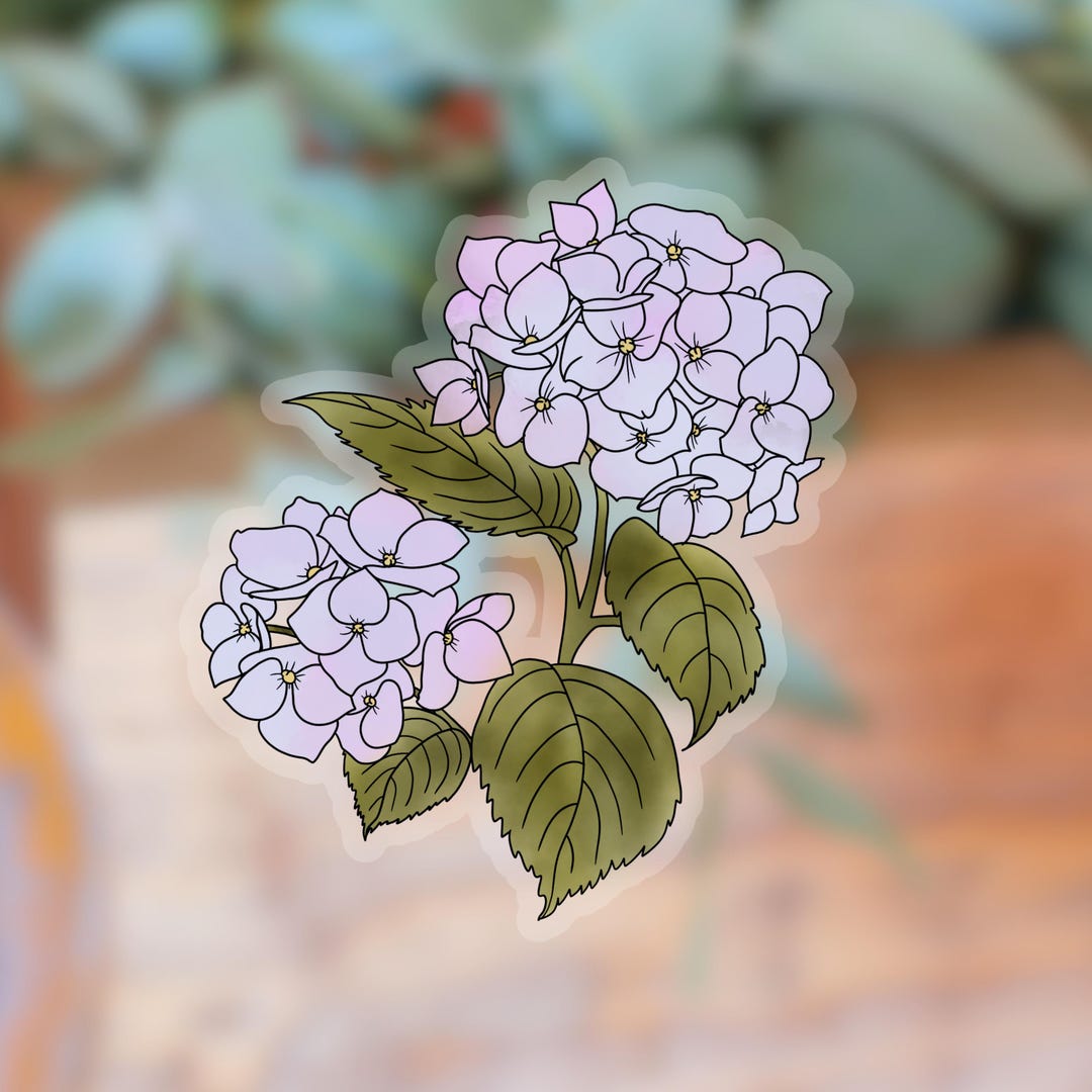 Transparent Hydrangea Flower Sticker | Clear Flower Sticker ...