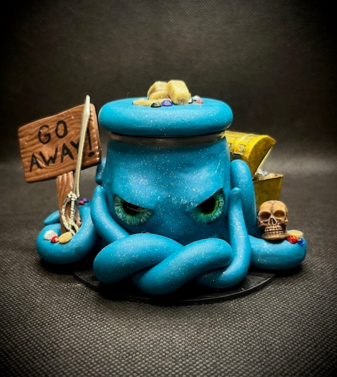 Sparkly Grumpy Treasure Octopus Jar - Etsy