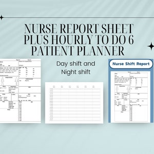 Nurse Shift Report Plus Hourly Planner - Med Surg Nurse Brain Sheet ...