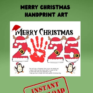Merry Christmas Handprint Art, Kids Toddlers Handprint Craft, Handprint ...