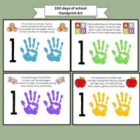 100th Day of School Handprint Craft, 100 Days of School Handprint Art ...
