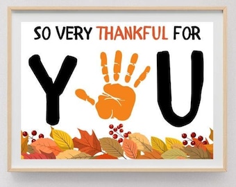 Thanksgiving Handprint Craft, Thankful for You, Printable Thanksgiving ...