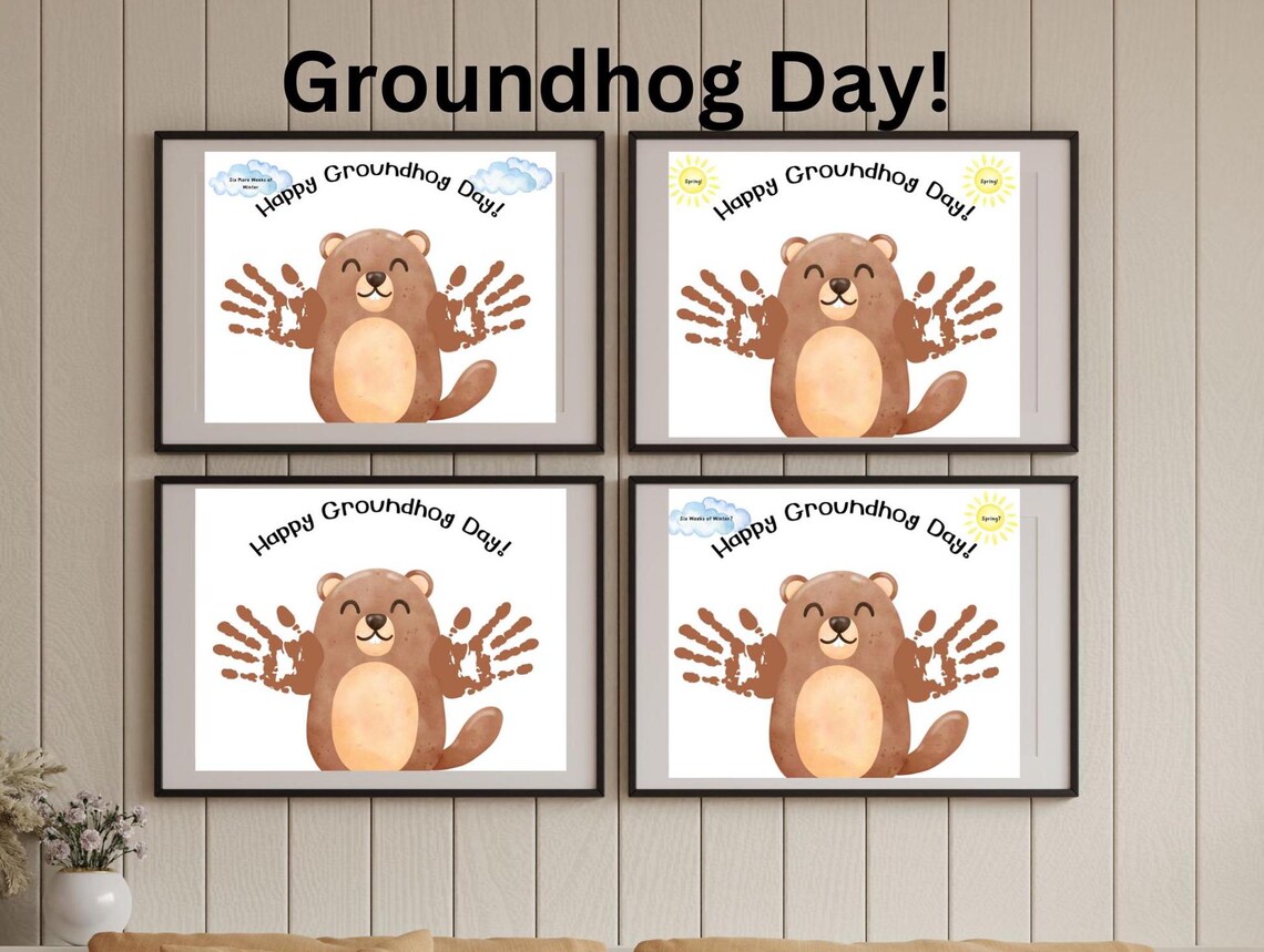 Groundhog Day Handprint Art, Babies Toddlers Kids, Preschool Bible ...