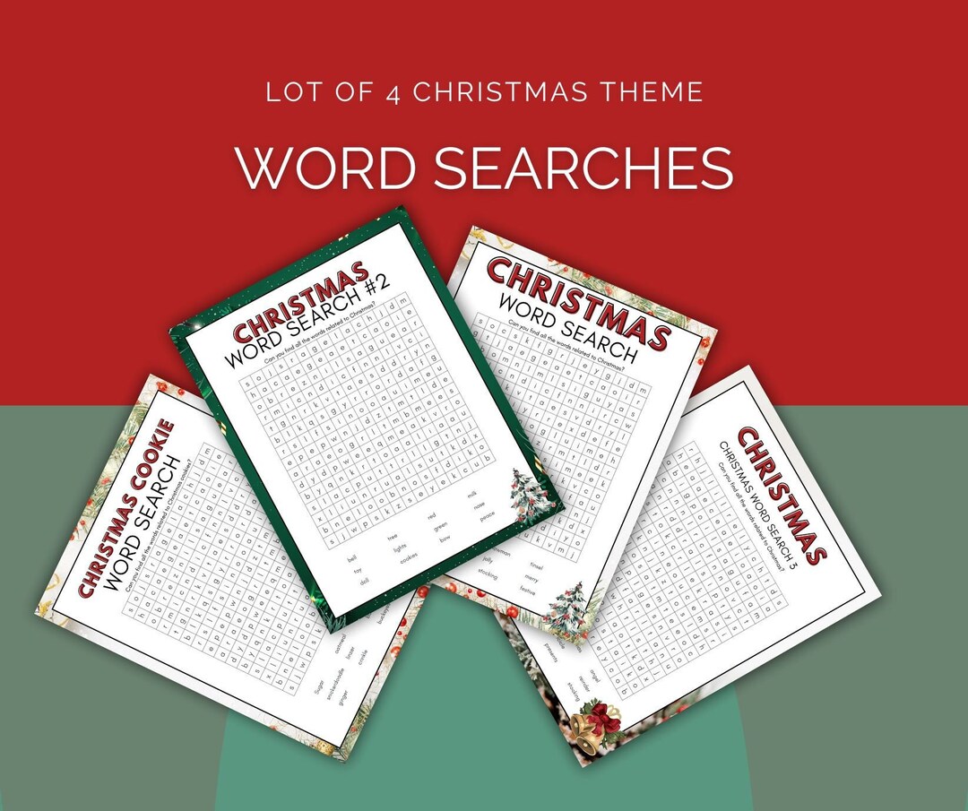 Christmas Word Search Bundle, Lot of 4, Activities, Games, Kids, Adults ...