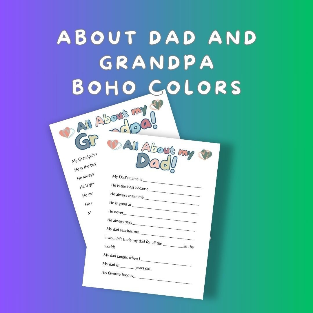 About My Dad or Grandpa Instant Download Father's Day Grandpa Print and ...