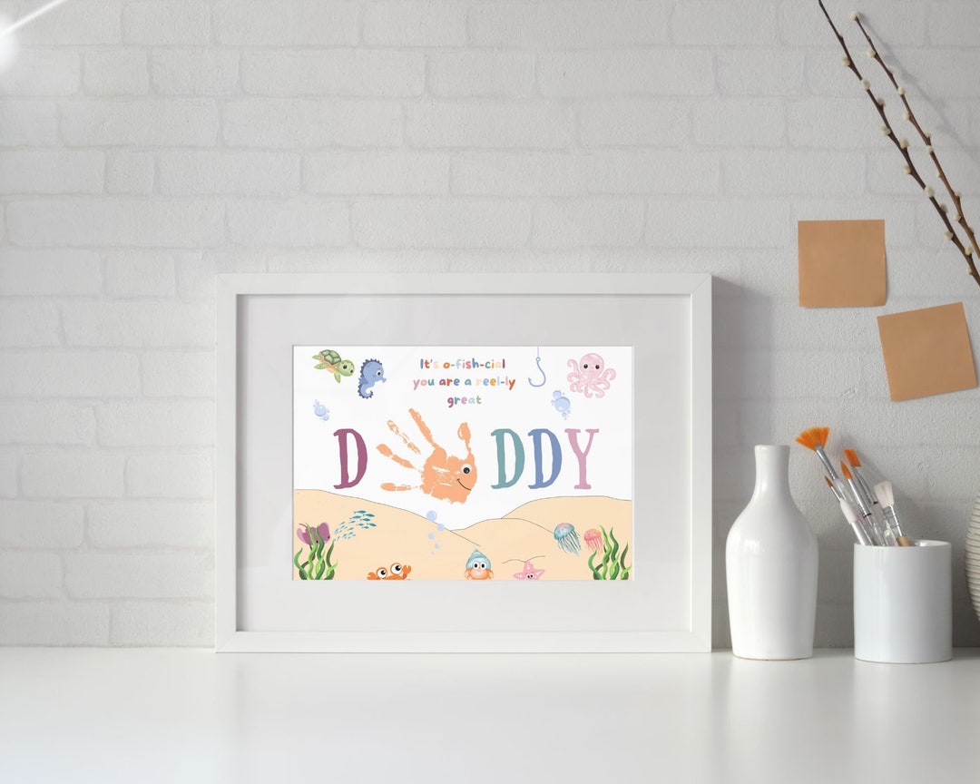 Fishing Fish Father's Day Handprint Craft Printable, Tool Craft for ...