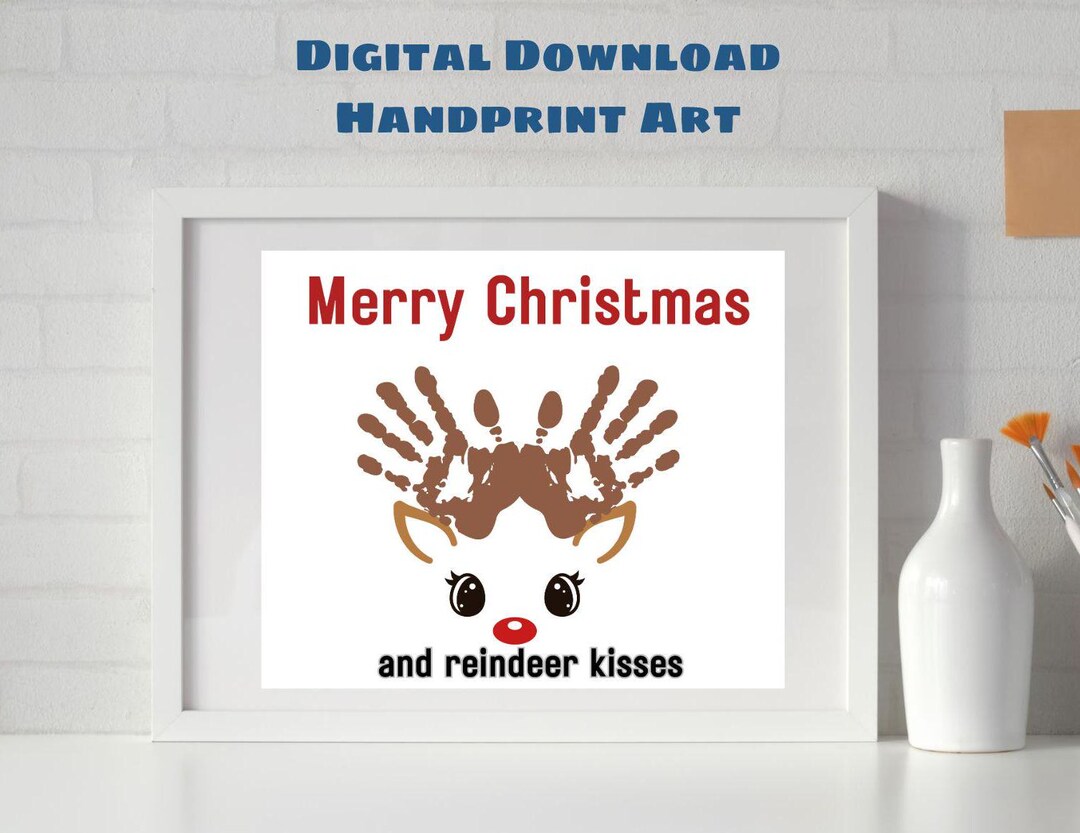 Christmas Reindeer Footprint Art, Winter Handprint Craft, Handprint Art ...