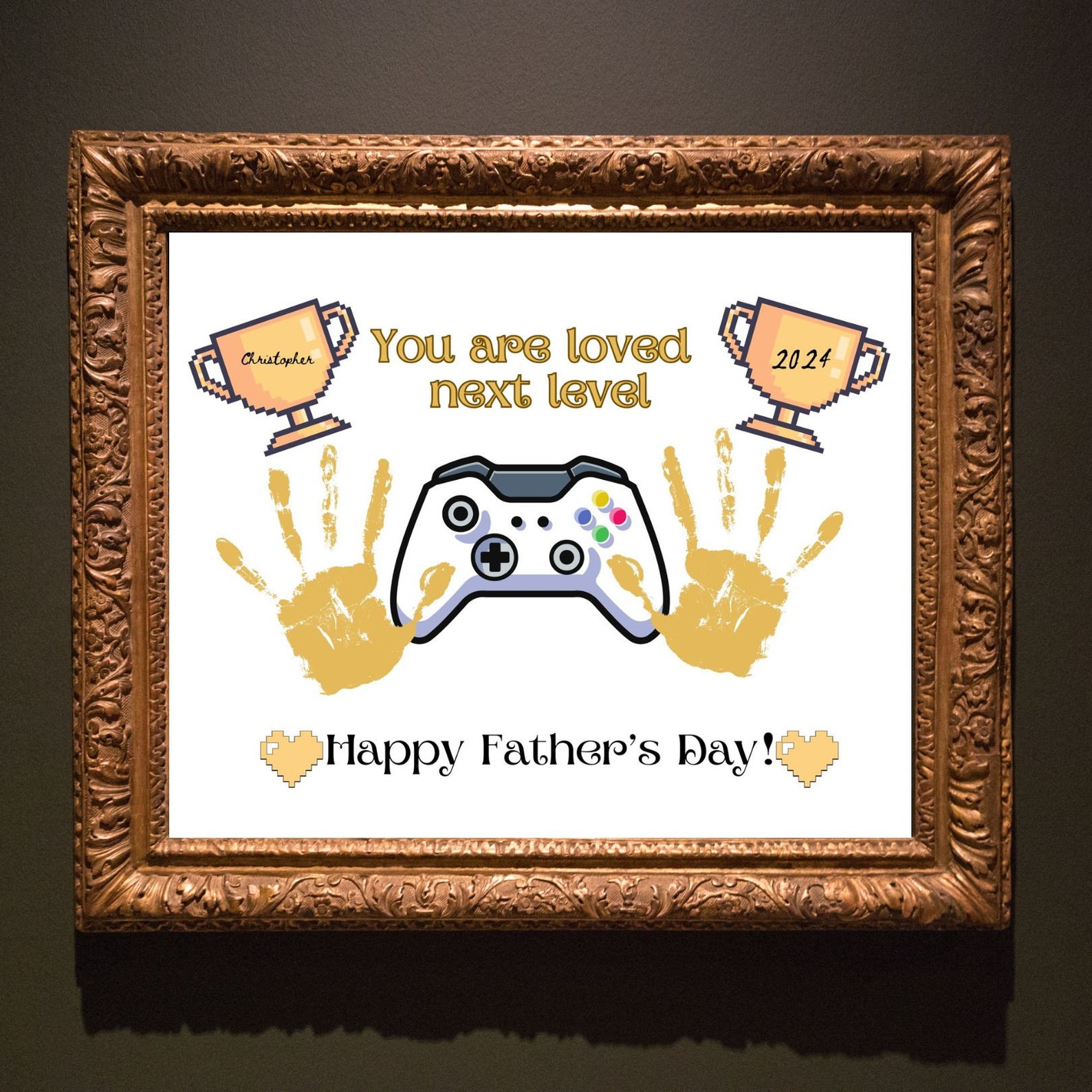Gamer Father's Day Handprint Art Gift, Father's Day Gamer Dad Craft ...