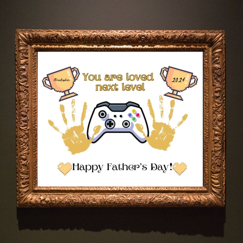 Gamer Father's Day Handprint Art Gift, Father's Day Gamer Dad Craft ...