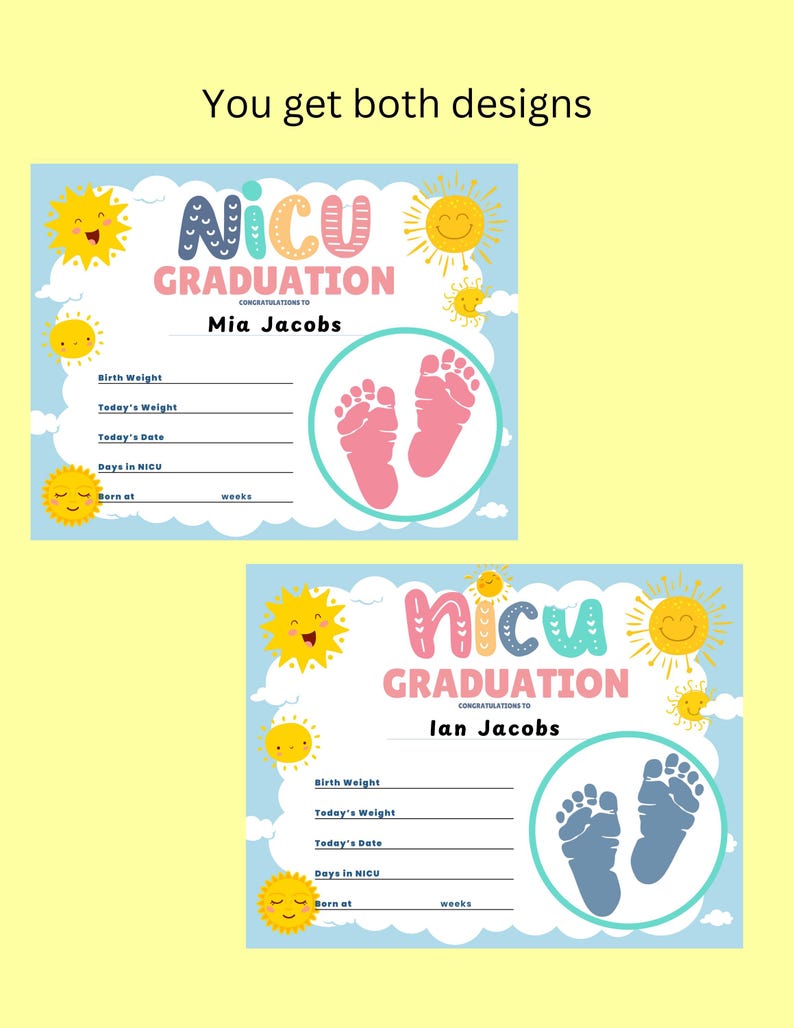 Nicu Graduation Certificate Footprint Art, Handprint Keepsake Premie ...