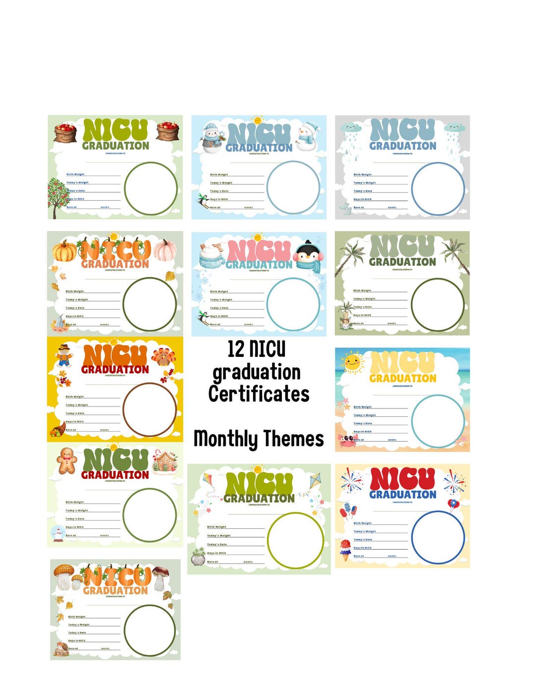 12 Monthly Nicu Graduation Certificate Footprint Art, Handprint ...