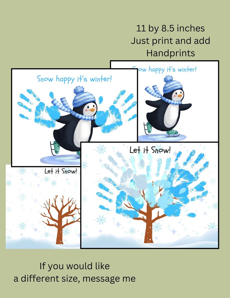 Winter Snow Handprint Art Bundle, Preschool, Daycare, Kindergarten ...