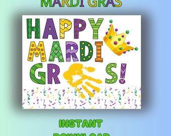 Mardi Gras Handprint Craft Activities for Kids Digital Download ...
